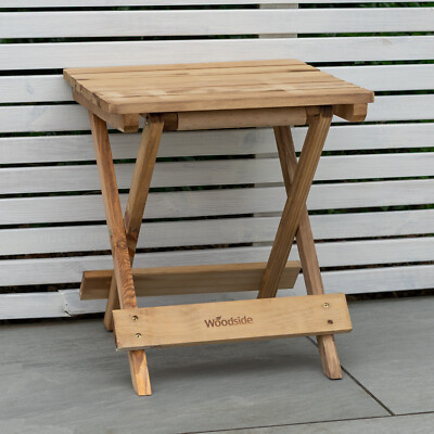 Woodside Folding Coffee Side Snack Table Wooden Garden Patio Furniture ...