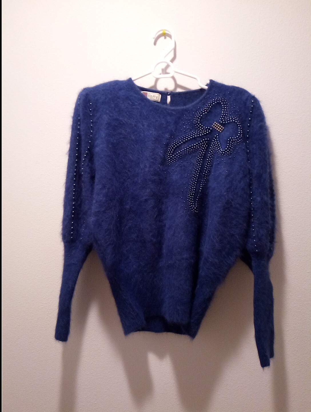 Vintage Deep Blue 1980s Woman Angora Sweater - Gem