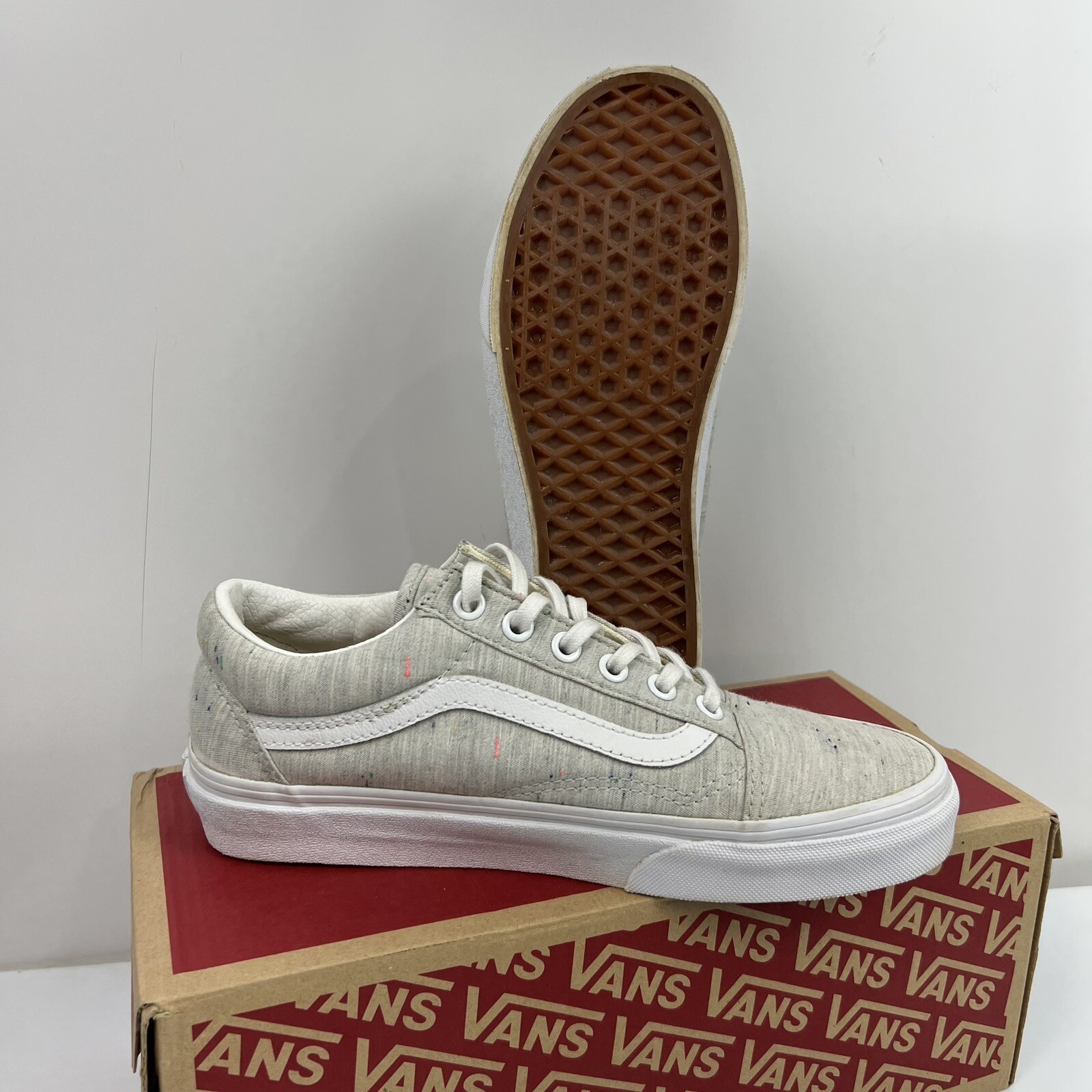Vans Old School Comfy Cush Shoes White Gray Unisex 7.0, 5.5 Speckled ...