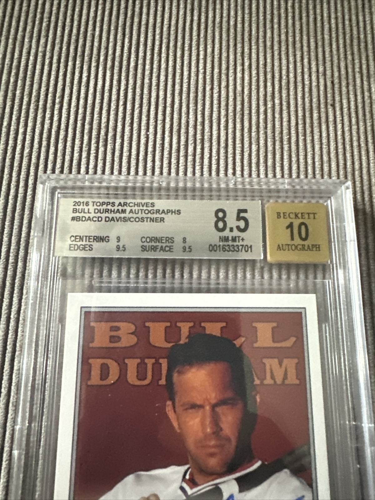 2016 KEVIN COSTNER AS CRASH DAVIS AUTO! Topps Archives Bull Durham BGS ...