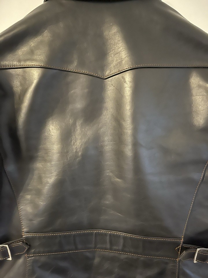 The Flat Head tea core horsehide Single Riders Leather Jacket. Rivet ...