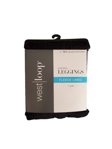 NWT WEST LOOP Womens Fleece Lined Seamless Black Textured Leggings M/L ...