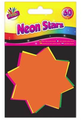 Pack Of 60 Small Neon Card Stars Flourescent Flash Pricing Tags ...
