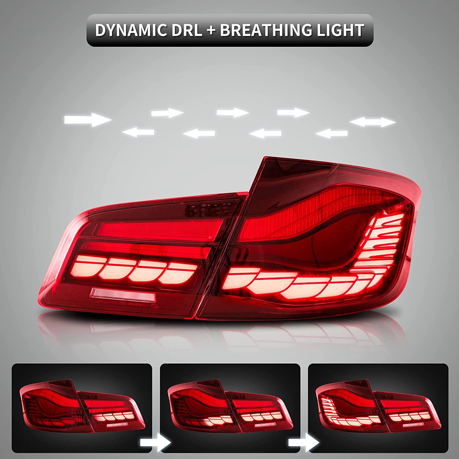 VLAND Red Tail Lights Assembly For 2011-2017 BMW5 F10 F18 M5 Animation ...