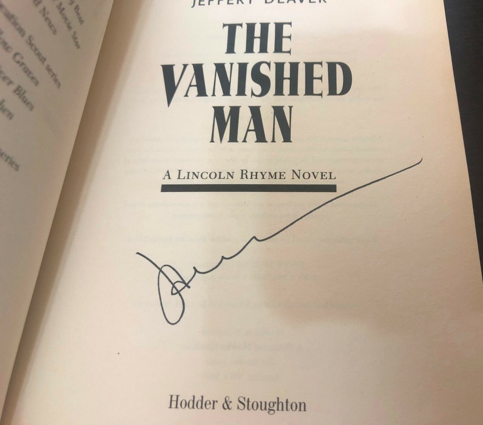 Jeffery DEAVER -- The Vanished Man -- 2003 SIGNED 1st UK Edition ...