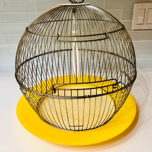MCM WIRE PRESSED MOLDED PLASTIC BIRD CAGE CANARY YELLOW | eBay