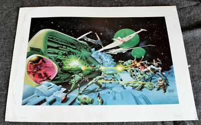 Rich Larson Steve Fastner 1979 Sci- Fi Space Battle Art Print Poster VG ...