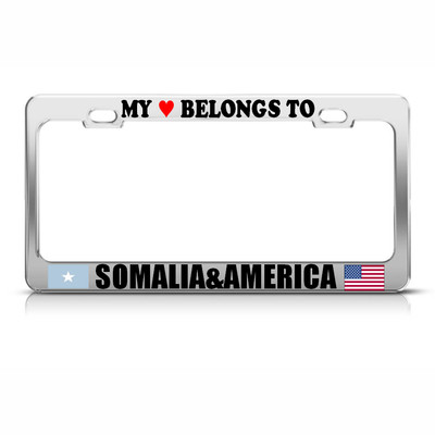 MY HEART BELONGS TO SOMALIA AMERICA FLAG Chrome Metal License Plate ...