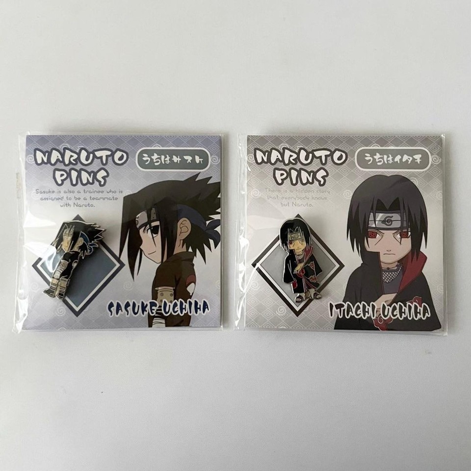 NARUTO Headband & Sasuke Itachi Uchiha Metal Pin Badges Set Konoha Leaf ...