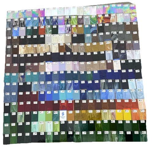 300 Pieces of Spectrum 2.75” x 4” Stained Glass Samples in Original Box ...