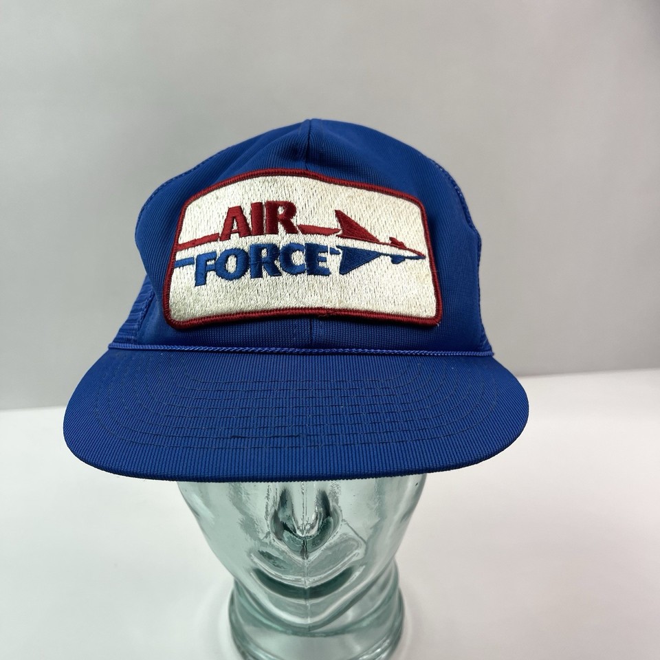 Air Force Fighter Jet Patch Vintage Trucker Hat Cap Blue Mesh Snapback ...