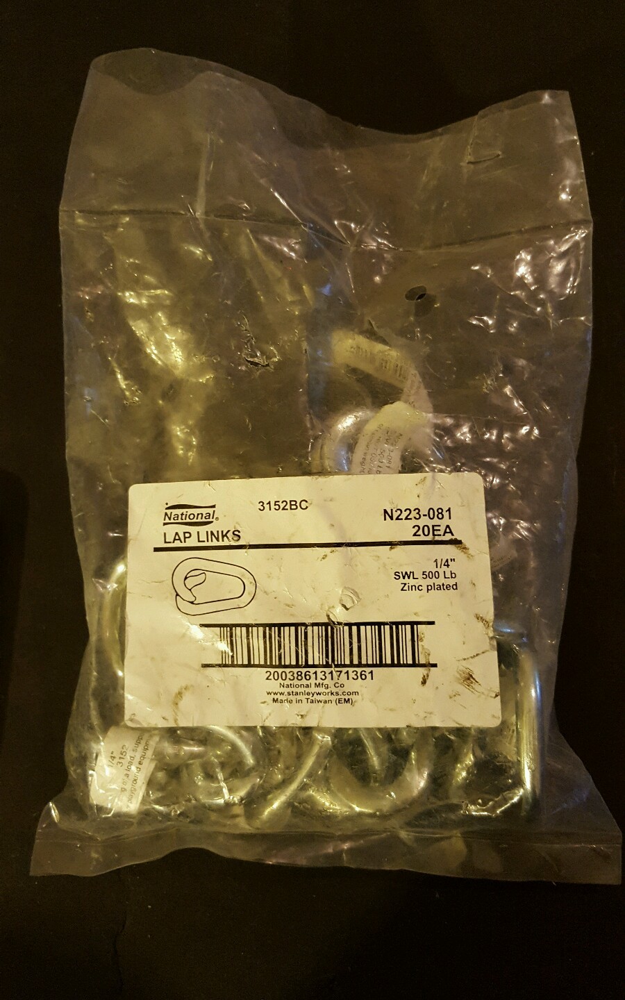 National Mfg N223-081 1/4-In. Zinc Plated Link - Quantity 20 SWL 500 ...