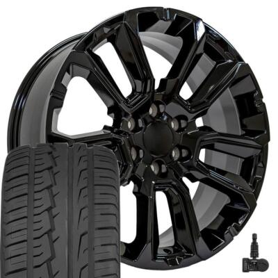 22 inch Black 84582669, 84624178 Rims, Tires & TPMS Fit Escalade Sierra ...
