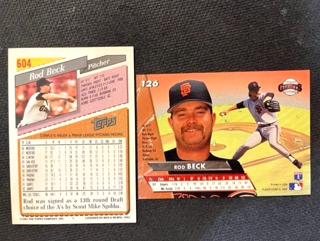MLB - Rod Beck 1993 Topps & 1993 Fleer Ultra Baseball - Giants | eBay