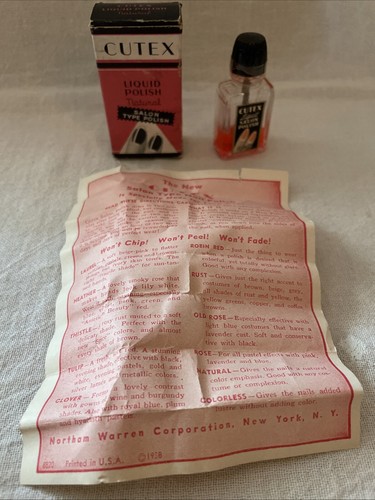 RARE Vintage 1938 CUTEX Salon Type Natural Nail Polish Bottle DECO ...