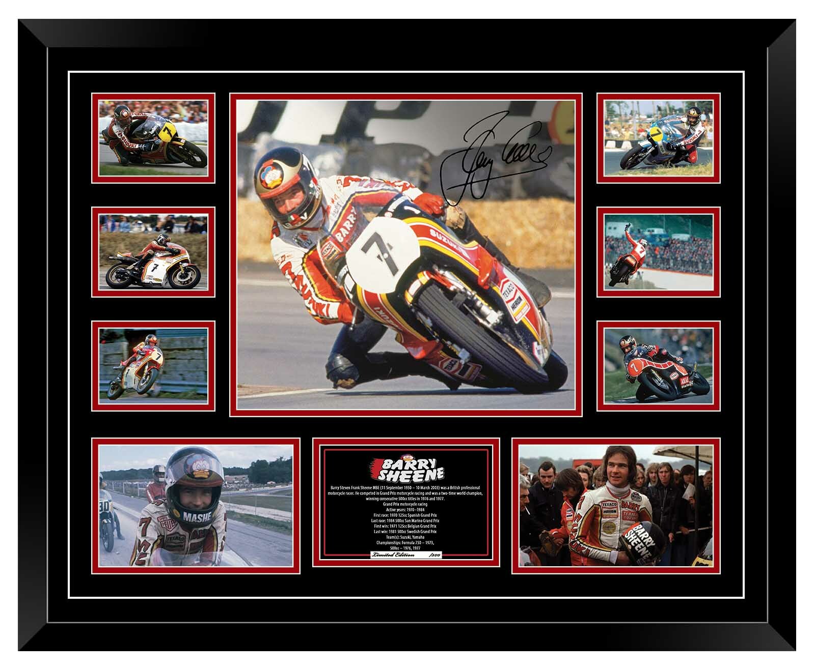 BARRY SHEENE 2x 500CC WORLD CHAMPION SIGNED LIMITED EDITION FRAMED ...