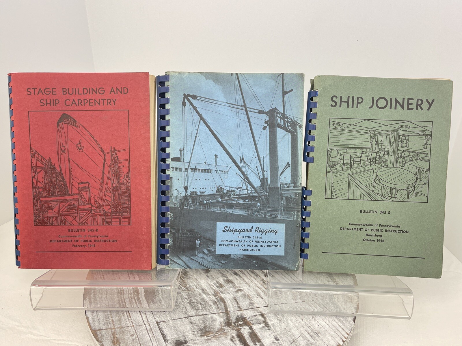 Lot of 3 Ship Joinery, Shipyard Rigging, Stage Building & Ship ...