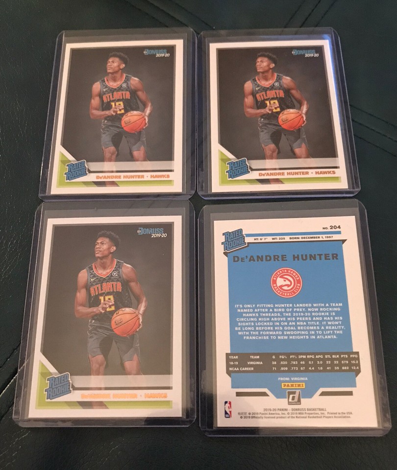 2019-20 Donruss Rated Rookie Base card DeAndre Hunter RC Lot (4) Mint ...
