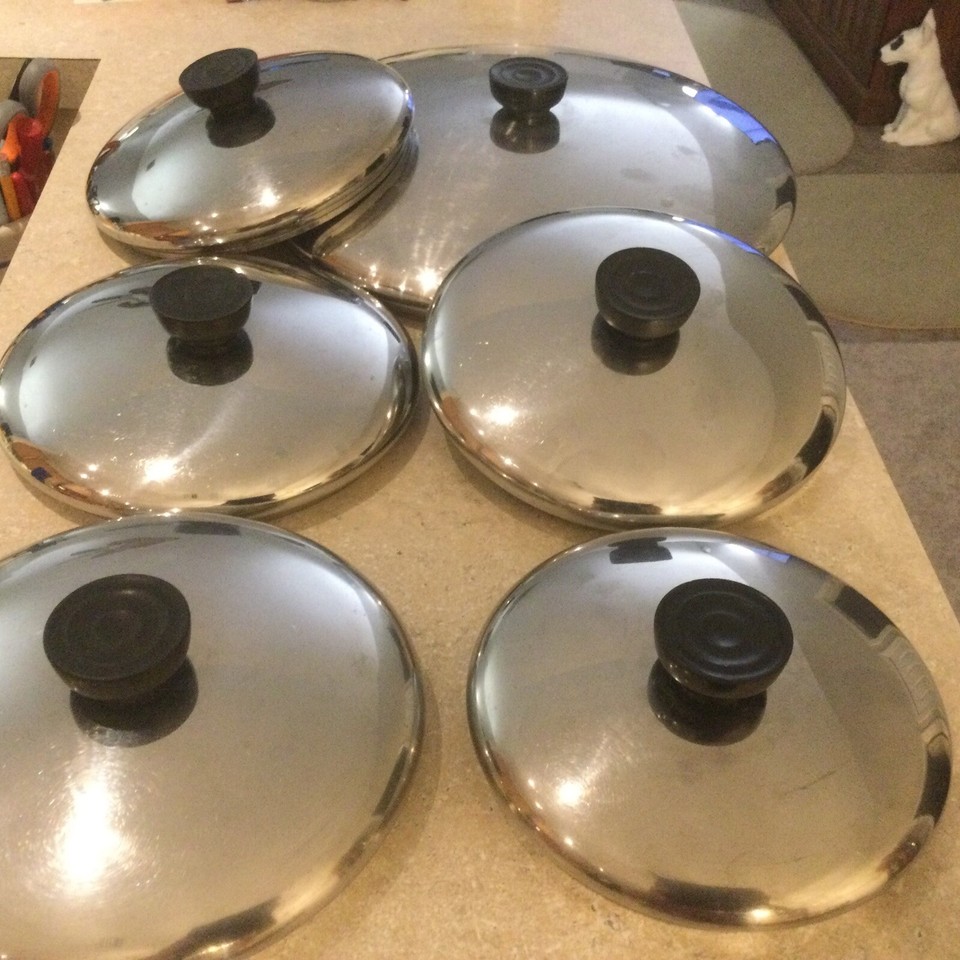 Vtg 1801 Revere Ware Stainless Steel Replacement Lids -5 3/8, 5 3/4,6,7 ...