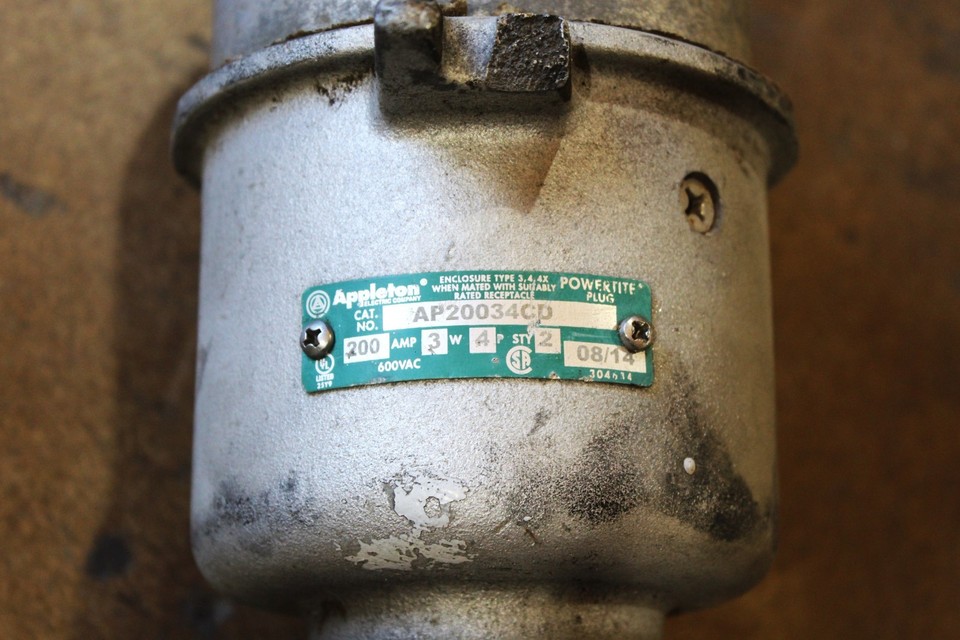 APPLETON AP20034CD 200 AMP 3W 4P PLUG (MALE) USED RECEPTACLE - CHIPPED | eBay