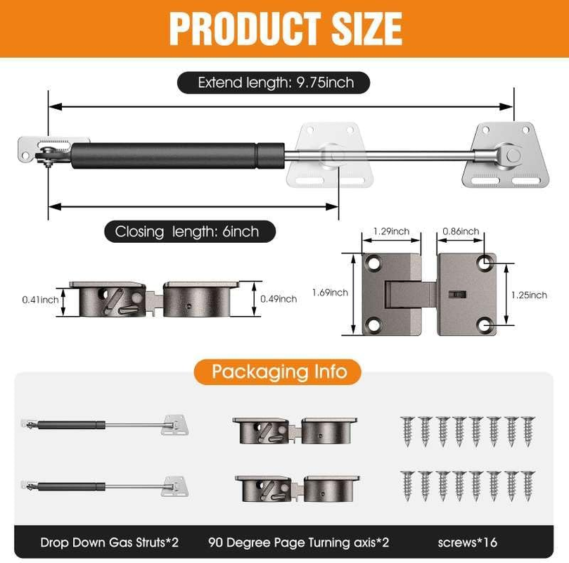 Drop down Gas Struts,Gas Spring Hinge,For Cabinet and Desk Downward ...