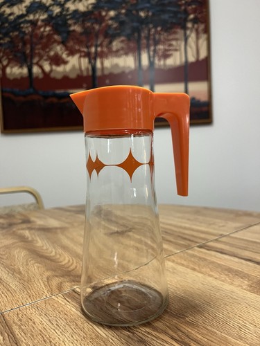 Vintage Orange Diamond Anchor Hocking Glass Atomic MCM Juice Tang ...