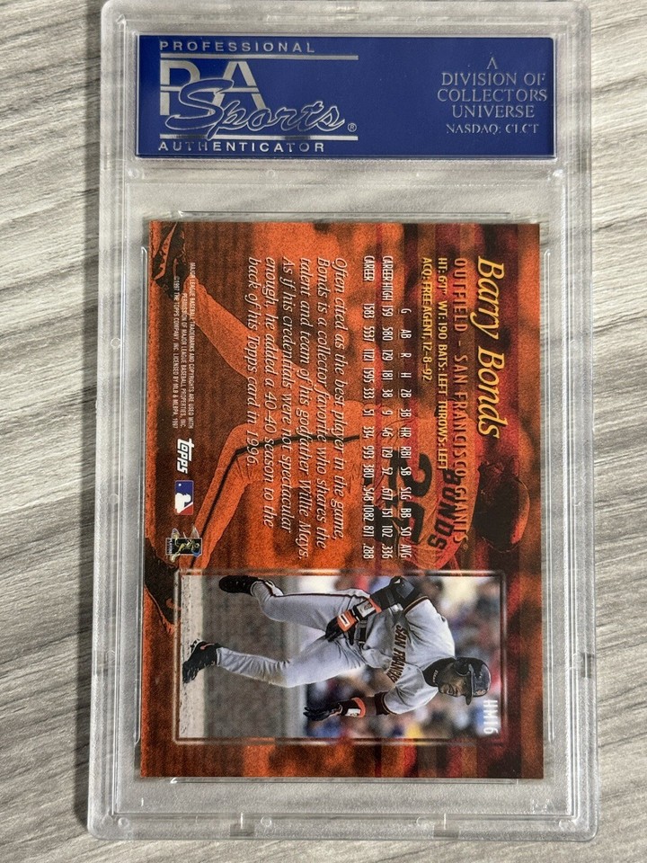 PSA 10 BARRY BONDS 1997 topps HOBBY MASTERS #HM16 pop only 17! Rare ...