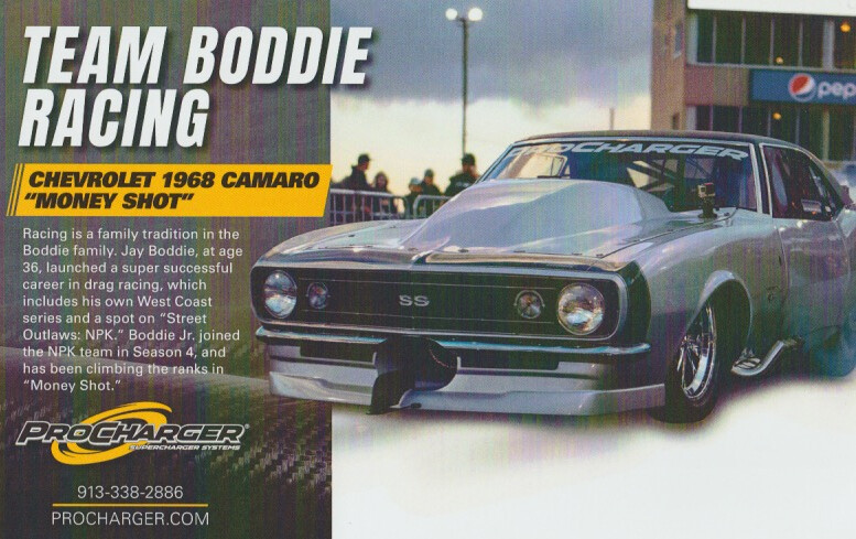2022 Boddie Sr + Boddie Jr Pro Charger Camaro SEMA Street Outlaws Hero ...