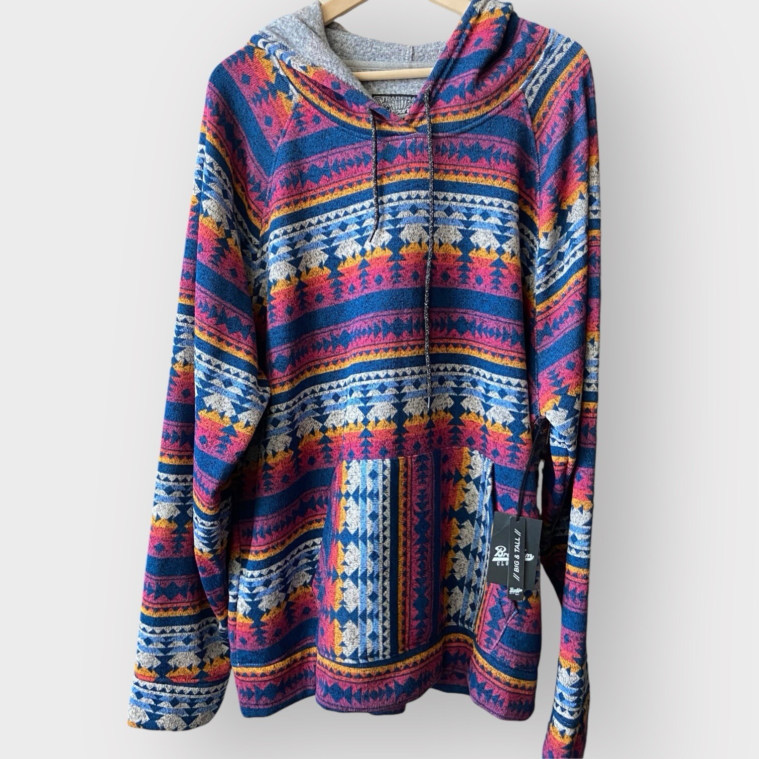 Brooklyn Cloth Mfg Co Adult 3XL Aztec Print Pullover Hoodie Bright ...