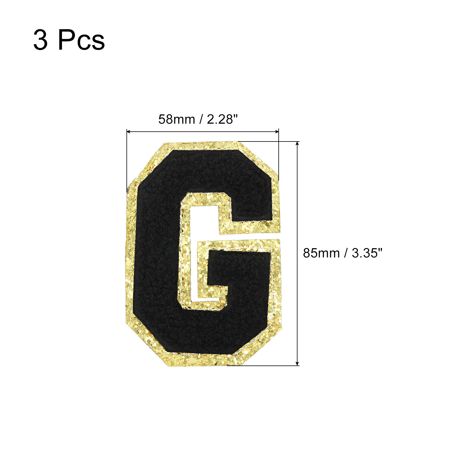 3Pcs Chenille Letters G Patches Large Size 85mm/3.35 Inch Golden ...