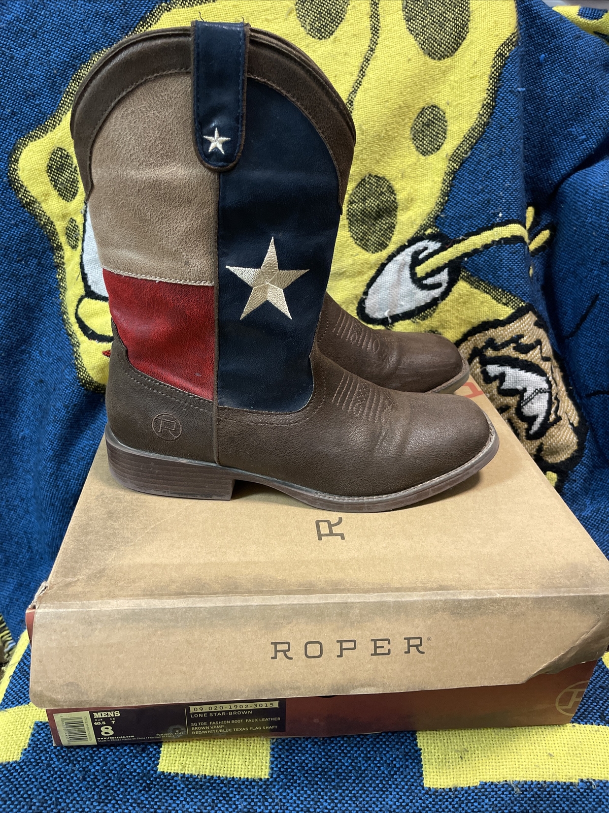 Roper Men 8 Lone Star Texas Flag Faux Vamp Performanc… - Gem