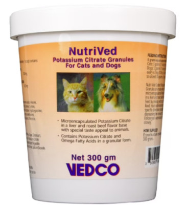 NutriVed Potassium Citrate Granules for Dogs & Cats 300g Tub Urinary ...