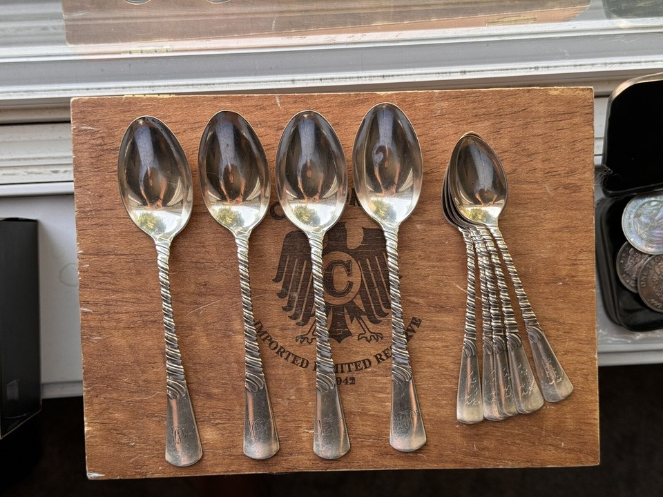 Colonial Pattern Gorham Sterling Silver Spoons Monograms 280g 9 Troy ...