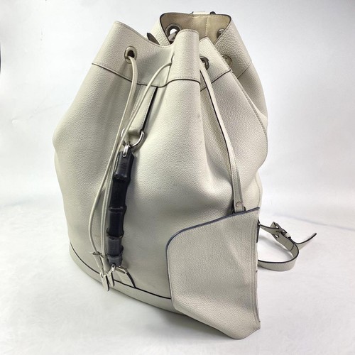 Current Gucci Bamboo Backpack Leather Drawstring white | eBay
