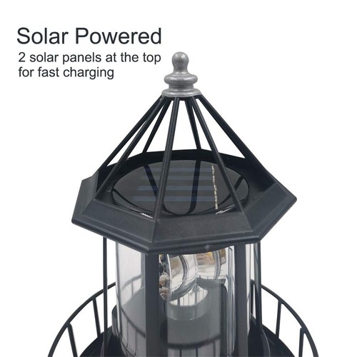 GEZICHTA LED Solar Powered Lighthouse 360 Degree Rotating Lamp IP65 Waterproof L 694328965938| eBay
