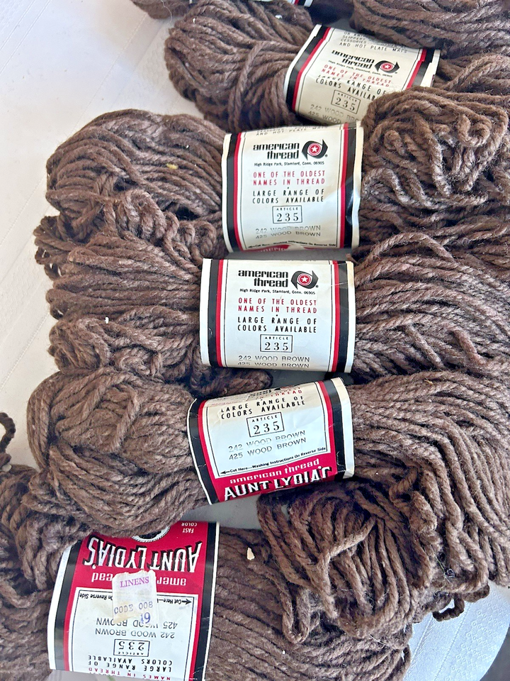 Vintage Aunt Lydia's Heavy Rug Yarn 242/425 Wood Brown ~ 8 Skeins 70 ...