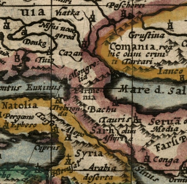 Old World Map Print From 1589 Black And White Drawing By