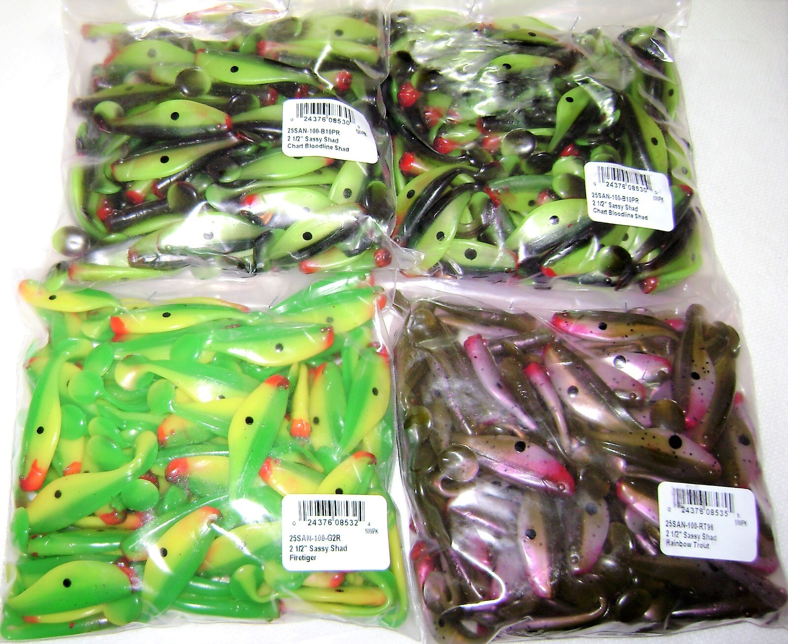 400 MISTER TWISTER NATURE SASSY SHAD LURES FIRETIGER TROUT CHARTREUSE ...