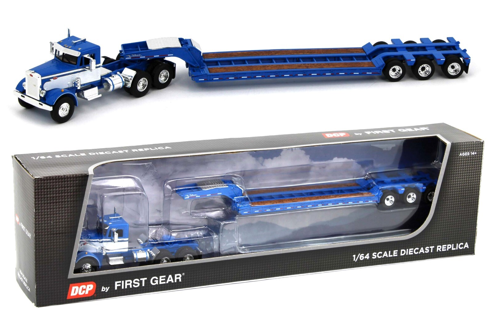DCP 1:64 *BLUE & WHITE* Peterbilt 351 w/Talbert Tri-Axle LOWBOY Trailer ...