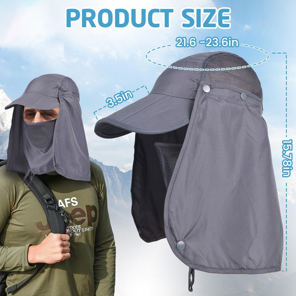 Outdoor Sun Hat With Neck Face Flap UV Protection Baseball Cap Quick ...