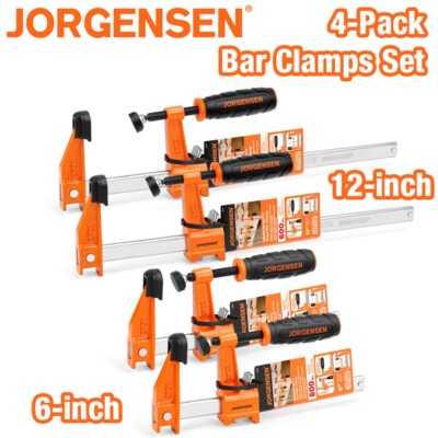 JORGENSEN 4-packs 6-inch & 12-inch Steel Bar Clamps Set Medium Duty 600 ...