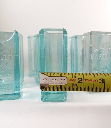 Rare Antique Aqua Blue Glass Battery Jars In Drawer Waite & Bartlett Co ...