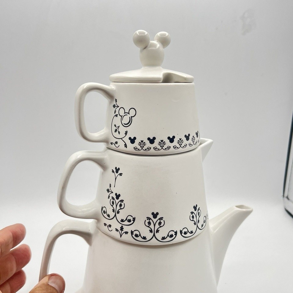 Cute Disney Parks Mickey Mouse Teapot, Creamer & Sugar Set Ceramic ...