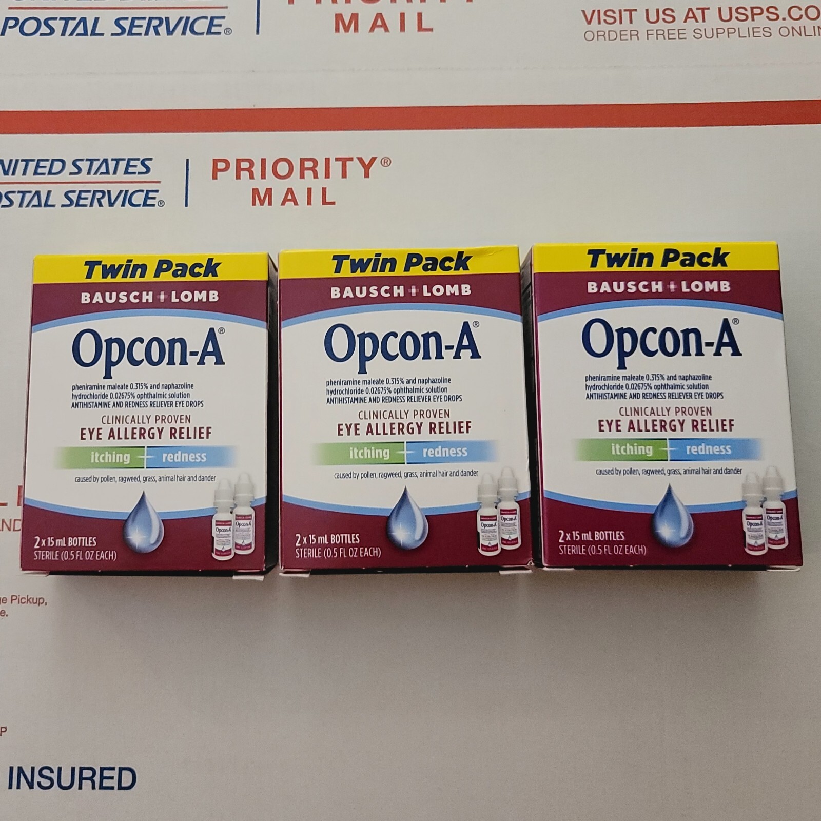 Exp 01/27 Bausch Lomb Opcon-A Twin Pack Eye Allergy Relief Drops- 6 ...