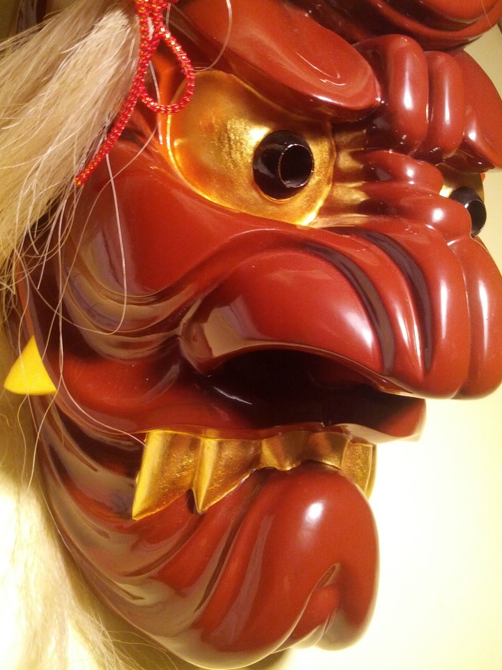 Master Craftsmanship! Japanese Wooden BURYU ONI Mask Japan Kagura Dance ...