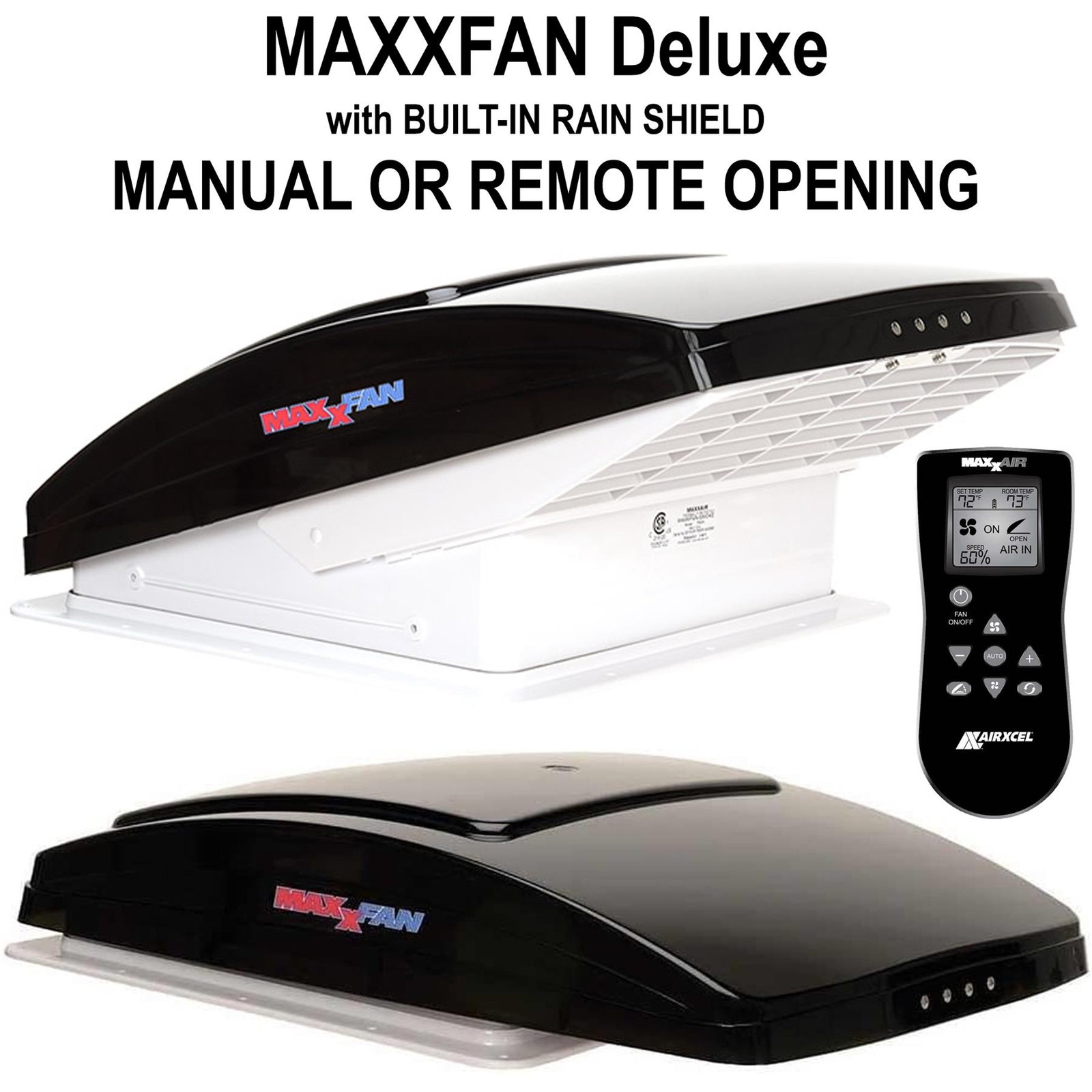 MAXXFAN SMOKE DELUXE MAXXAIR 12V MOTORHOME CAMPER ROOFLIGHT + REMOTE ...