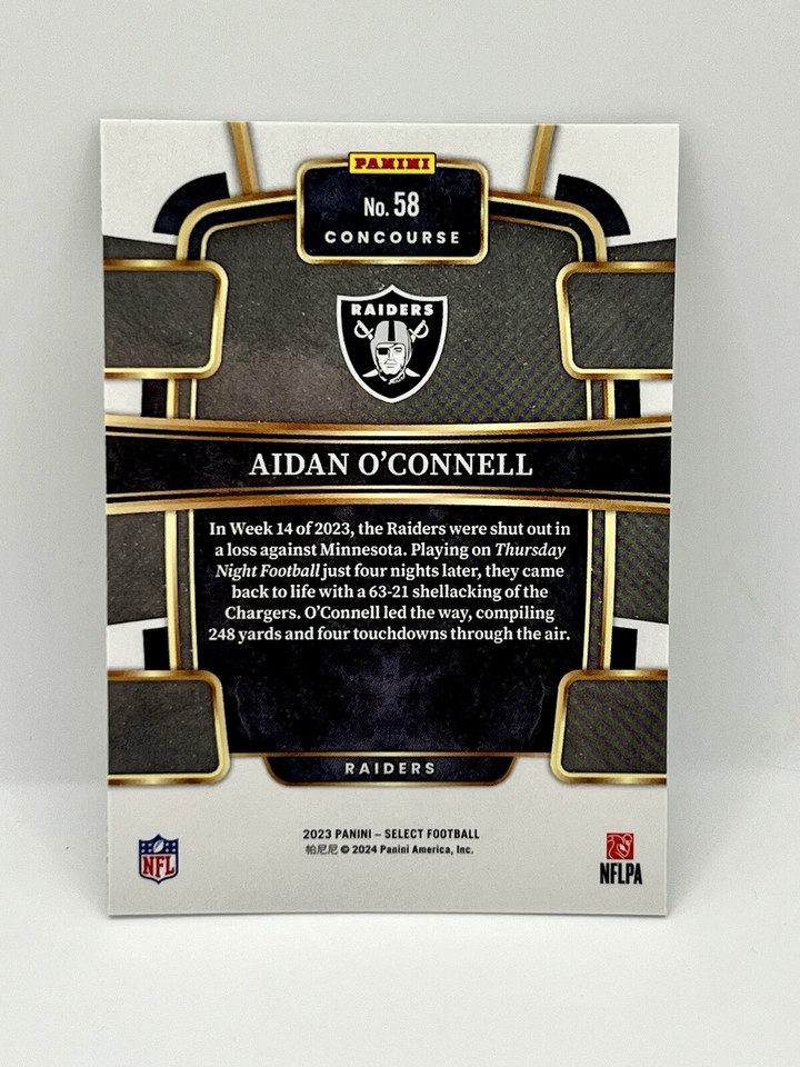 2023 PANINI Select NFL ROOKIE CARD #58 AIDAN OCONNELL RAIDERS | eBay