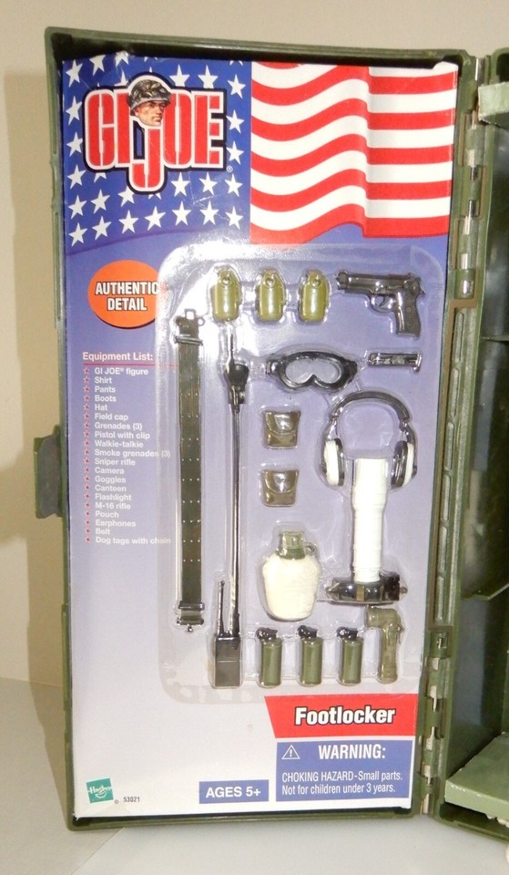Vtg 2001 GI JOE Footlocker with Sniper Gear; Joe + Gear are Factory ...