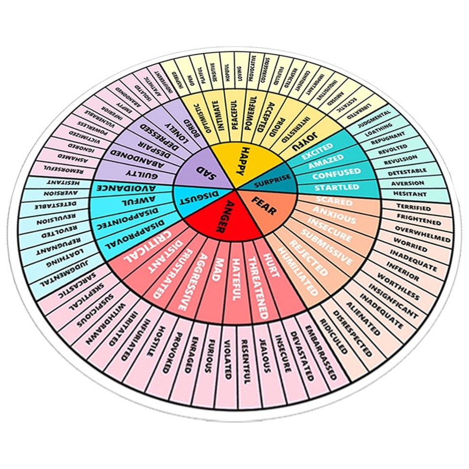 Feelings Wheel Psychology Decor Emotion Office Sticker Emotions Magnet ...
