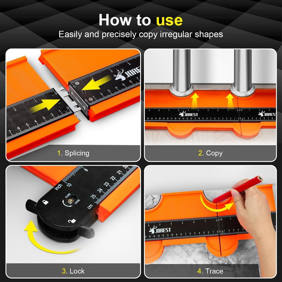 Contour Gauge Duplicator Tool Set (10+5 Inch) - Shape Profile Measuring ...